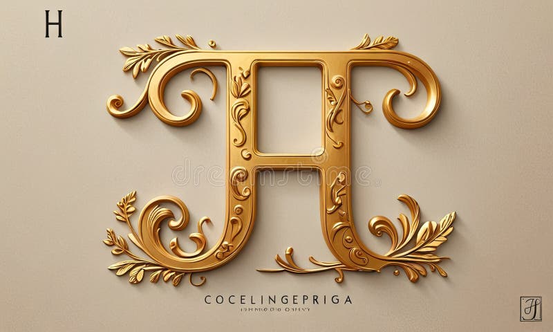 A Gold Letter "H" is Displayed on a Beige Background. Stock ...