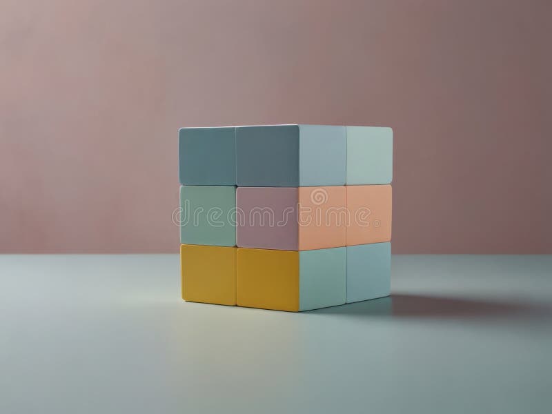 Pastel Cube Composition in Minimalist Style with Subtle Color Harmony ...