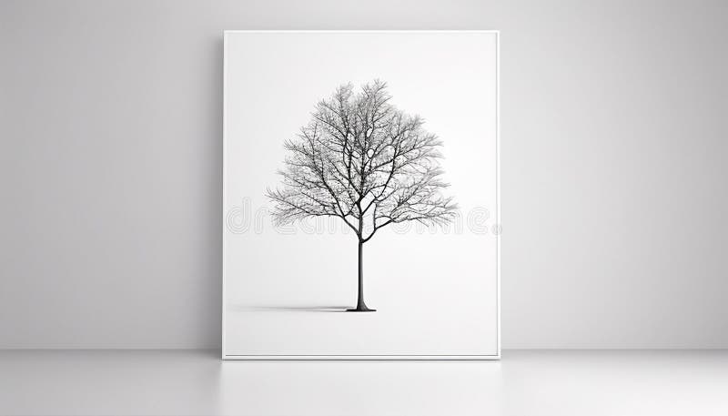 Minimalistic Tree on White Background, Made with Generative AI Stock ...