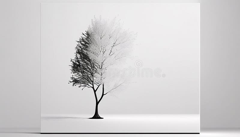 Minimalistic Tree on a White Background, Generative AI. Stock ...