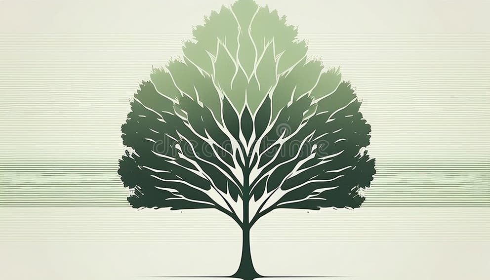 Retro Geometric Tree Logo in Light Green, Made with Generative AI Stock ...