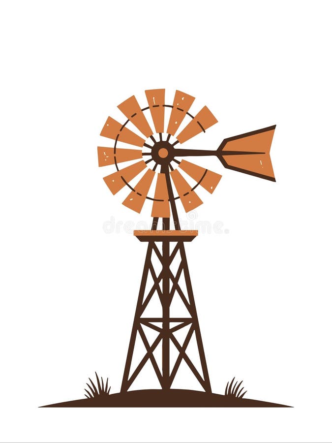 Rustic Farm Windmill Tower Agriculture Energy Concept Stock Vector ...