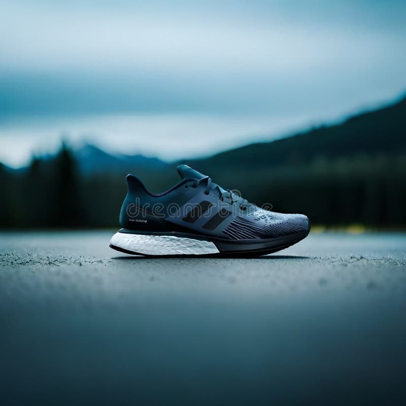 Single Running Shoe on Road, Dark and Moody Stock Illustration ...