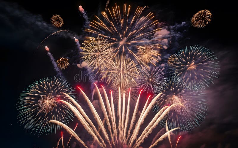 Generative-AI, Isolated Firework Burst Against a Black Background for ...