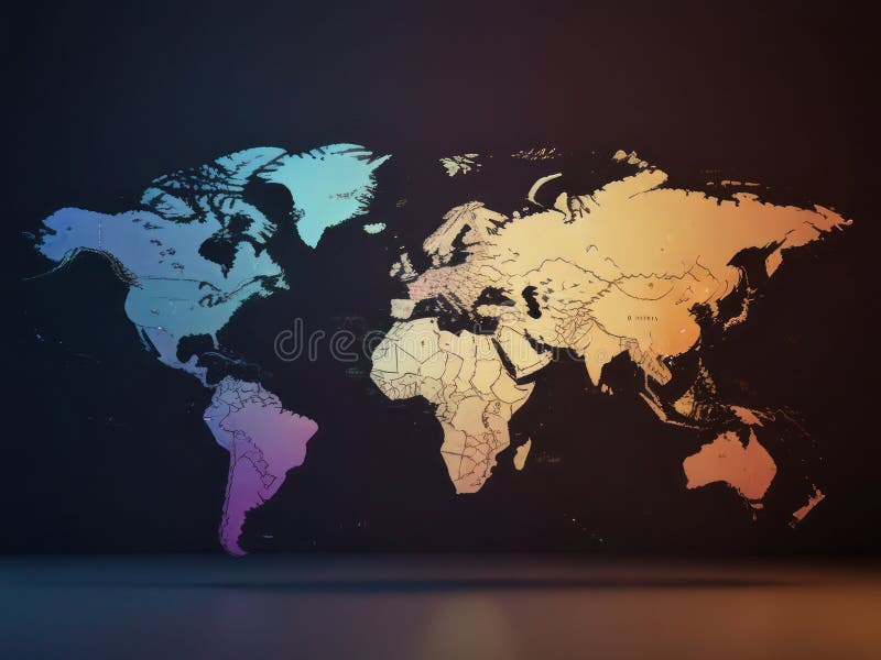 Colorful World Map with Gradient Overlay: a Modern Representation of ...