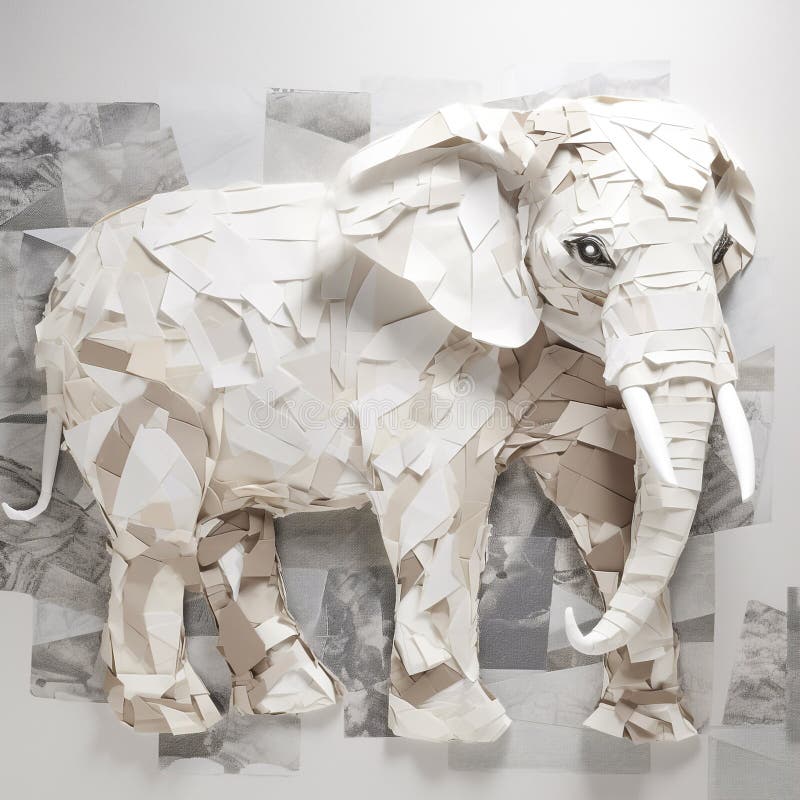 An Elephant Made from Torn Paper Layers Stock Illustration ...