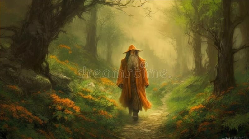 Mystical Forest Wizard, Made with Generative AI Stock Illustration ...