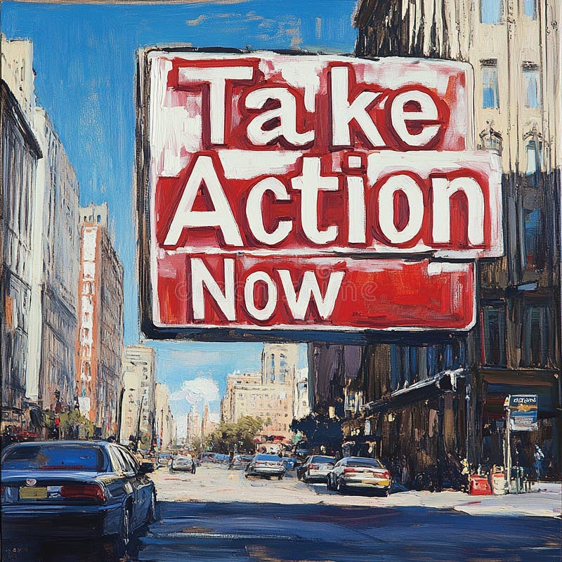 Alert Banner with "Take Action Now" on Plain Background Stock ...
