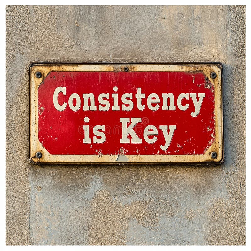 Alert Sign Reading "Consistency is Key" on a Neutral Background Stock ...