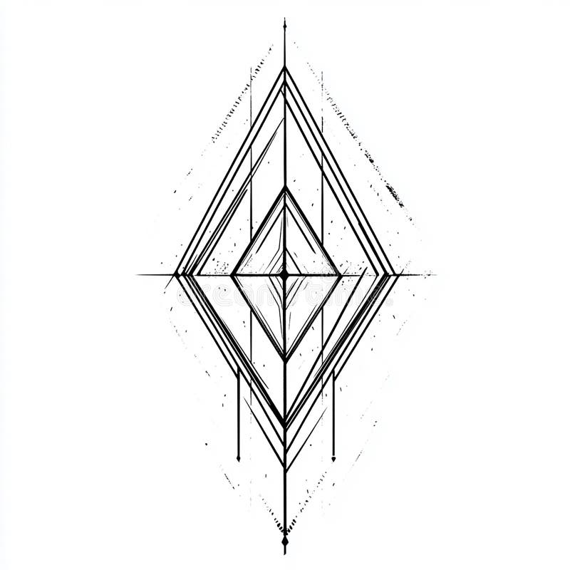 Diamond Shape Line Art with Sharp Angles Stock Illustration ...