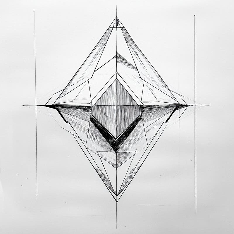 Diamond Shape Line Art with Sharp Angles Stock Illustration ...