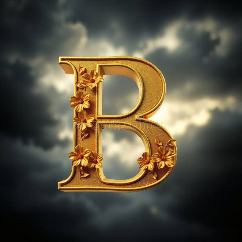 A Dramatic Golden Bokeh Effect Showcasing a Bold Letter B Adorned with ...