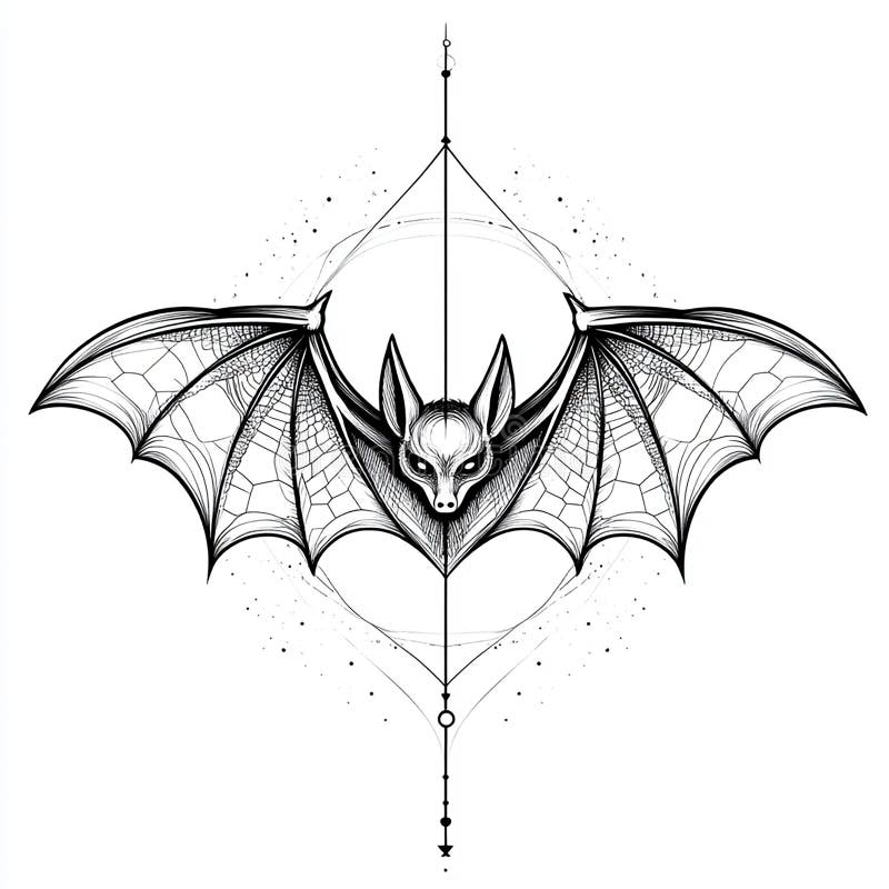 Geometric Bat Flying at Night with Abstract Wing Patterns Stock ...