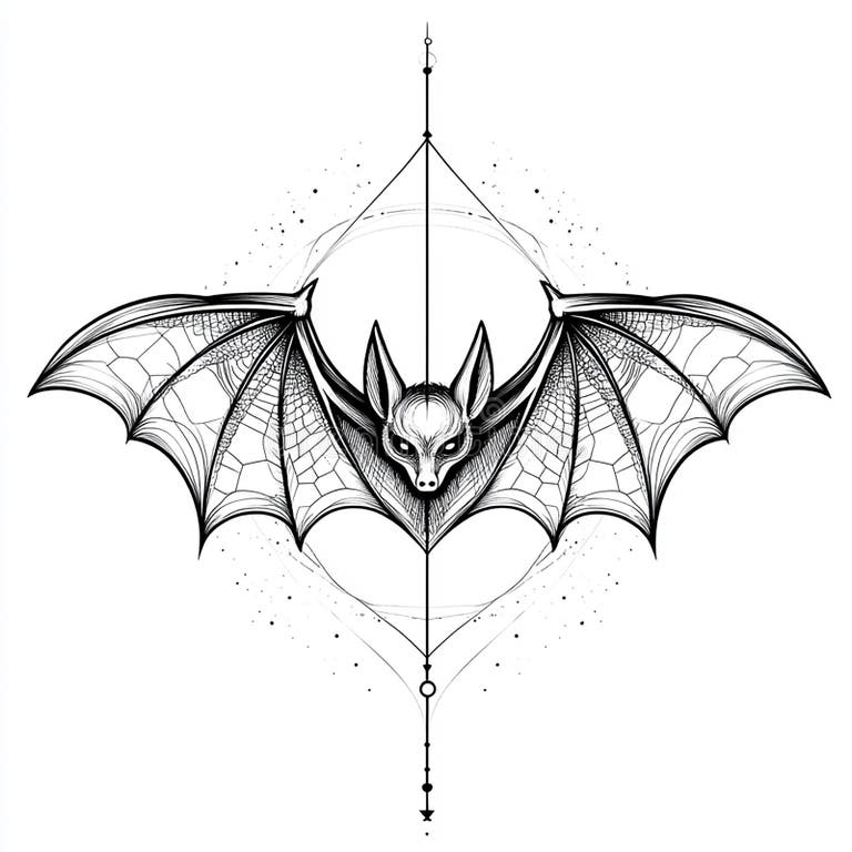 Geometric Bat Flying at Night with Abstract Wing Patterns Stock ...
