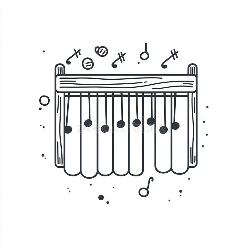 Line Art of a Xylophone with Basic Bars Stock Illustration ...