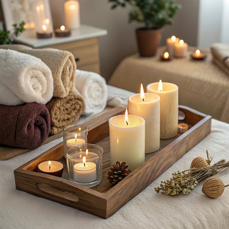 Tranquil Spa Ambiance with Candles - AI-Generated Wellness Art Stock ...