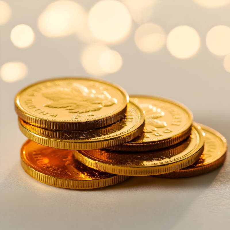 AI-Generated Image: Stacked Gold-Colored Coins with Blurred Lights ...