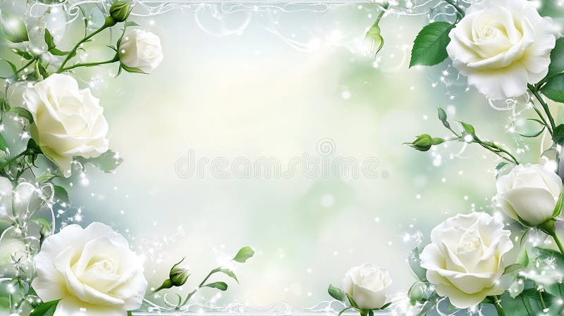 White Rose Frame for Elegant Display Stock Illustration - Illustration ...