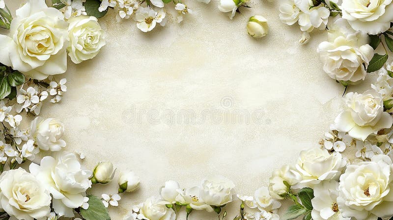 White Rose Frame for Elegant Display Stock Illustration - Illustration ...