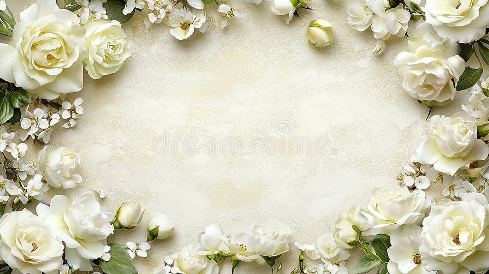 White Rose Frame for Elegant Display Stock Illustration - Illustration ...