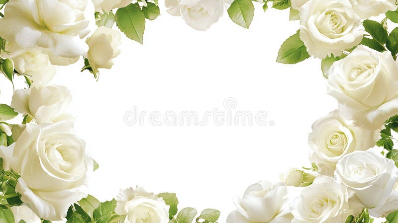 White Rose Frame for Elegant Display Stock Illustration - Illustration ...