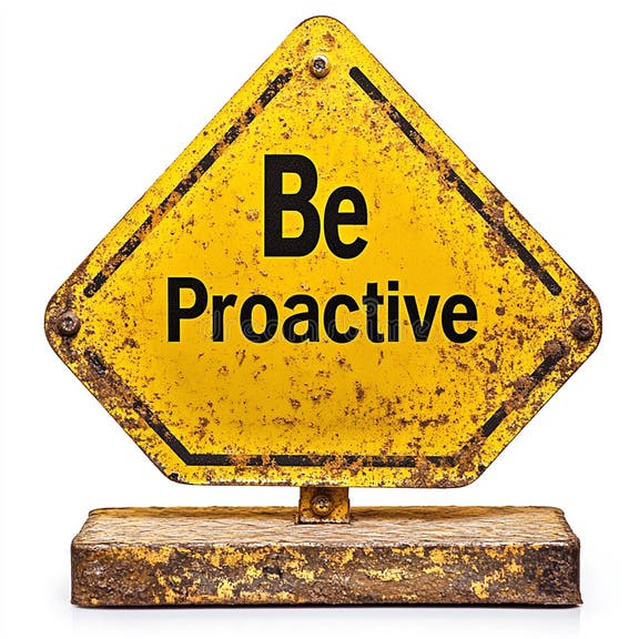 Yellow Caution Sign with "Be Proactive" Text Isolated on White ...