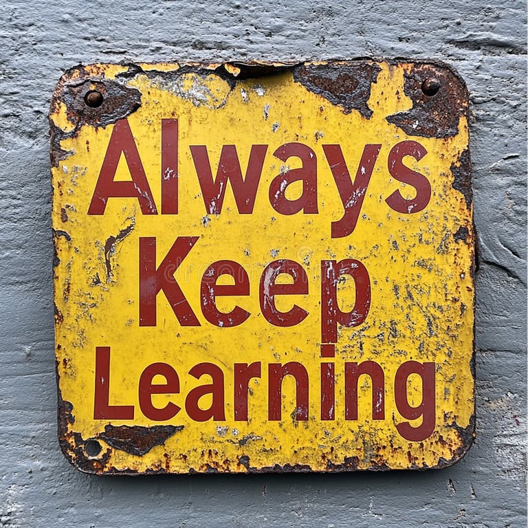 Yellow Warning Sign with "always Keep Learning" on a Neutral Backdrop Stock Illustration ...
