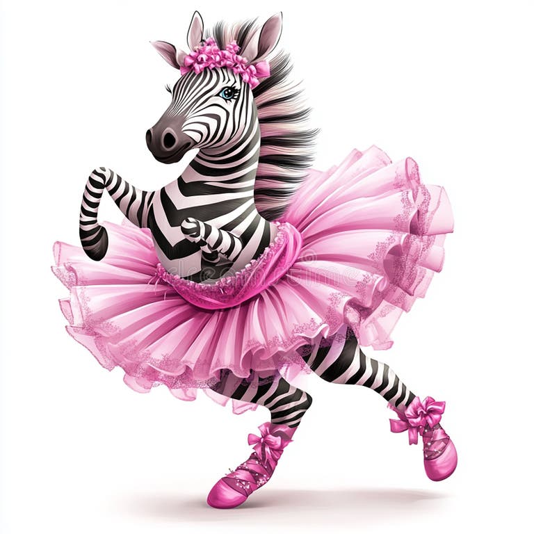 Zebra dancing in a tutu stock illustration. Illustration of cartoon ...