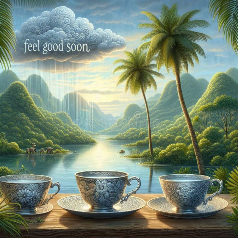 AI Generated Image: Feel Good Soon Lettering, Fresh Tea, Organic Lemon ...