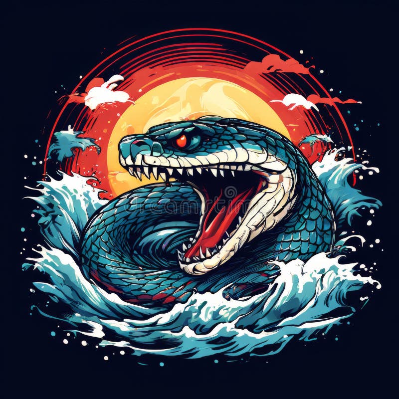 The Ai Generated Image, Ferocious Sea Serpent Stock Illustration ...