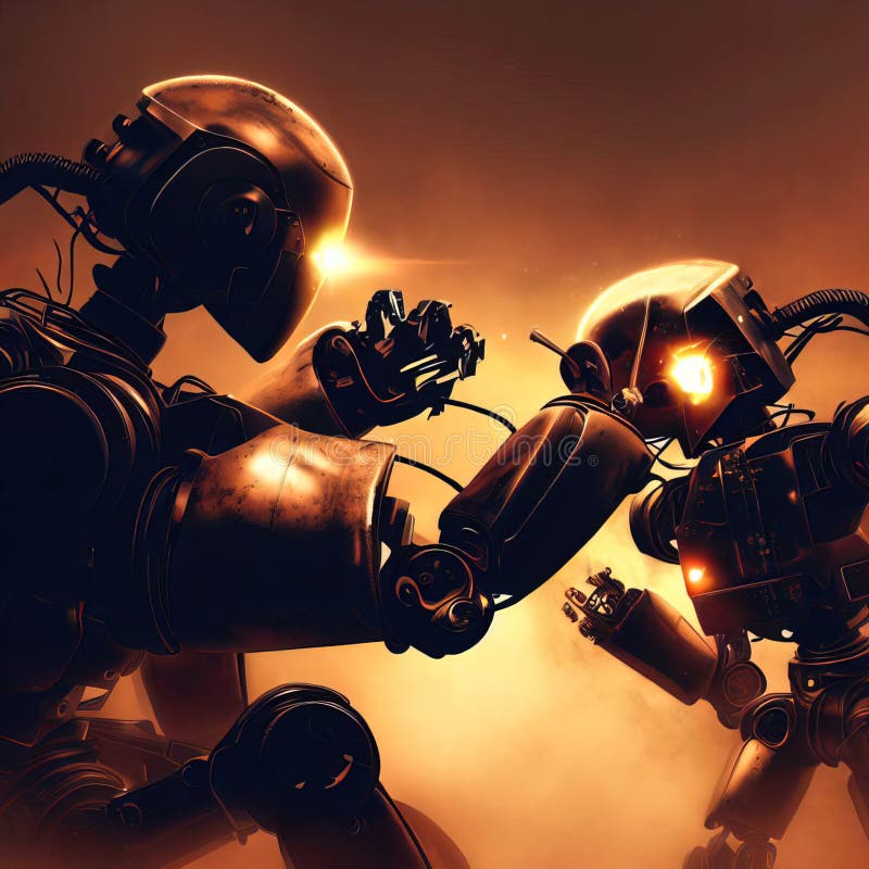 AI Generated Image of the Fight of the Robots Stock Illustration ...