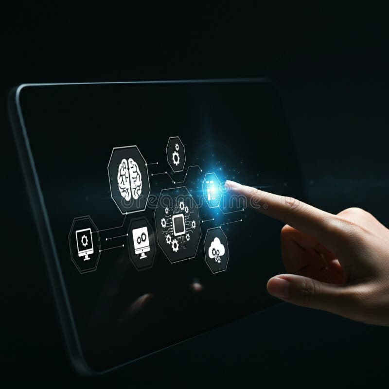 AI-Generated Image: Finger Tapping Digital Tablet Displaying AI ...