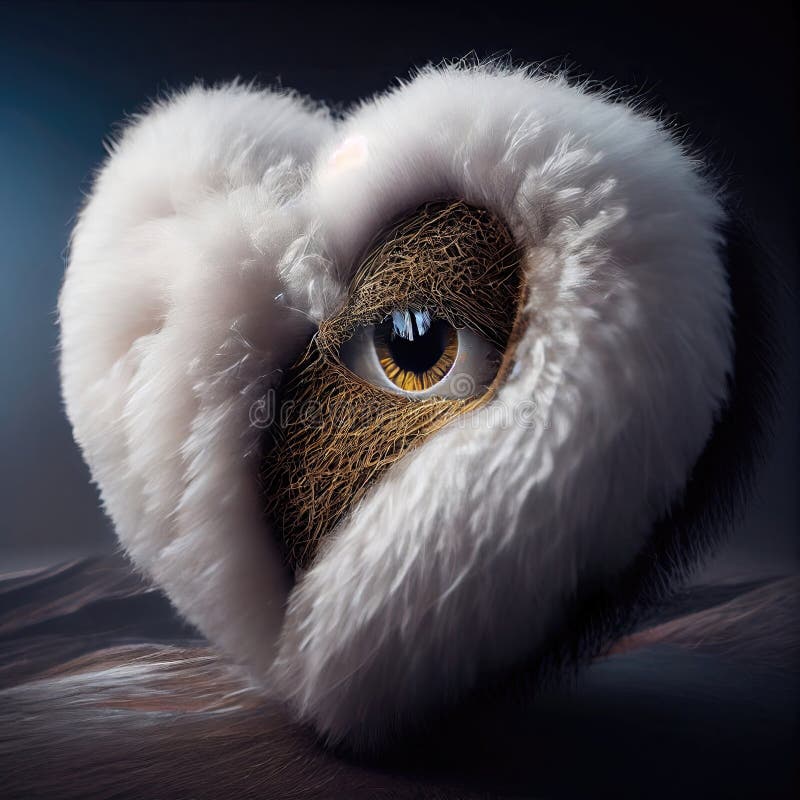 Ai Generated Image of a Fluffy Heart with Eye, Generative Ai Stock ...