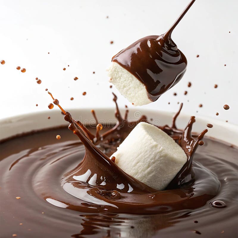 Marshmallow Being Dipped into Thick Chocolate - AI-Generated Dessert ...