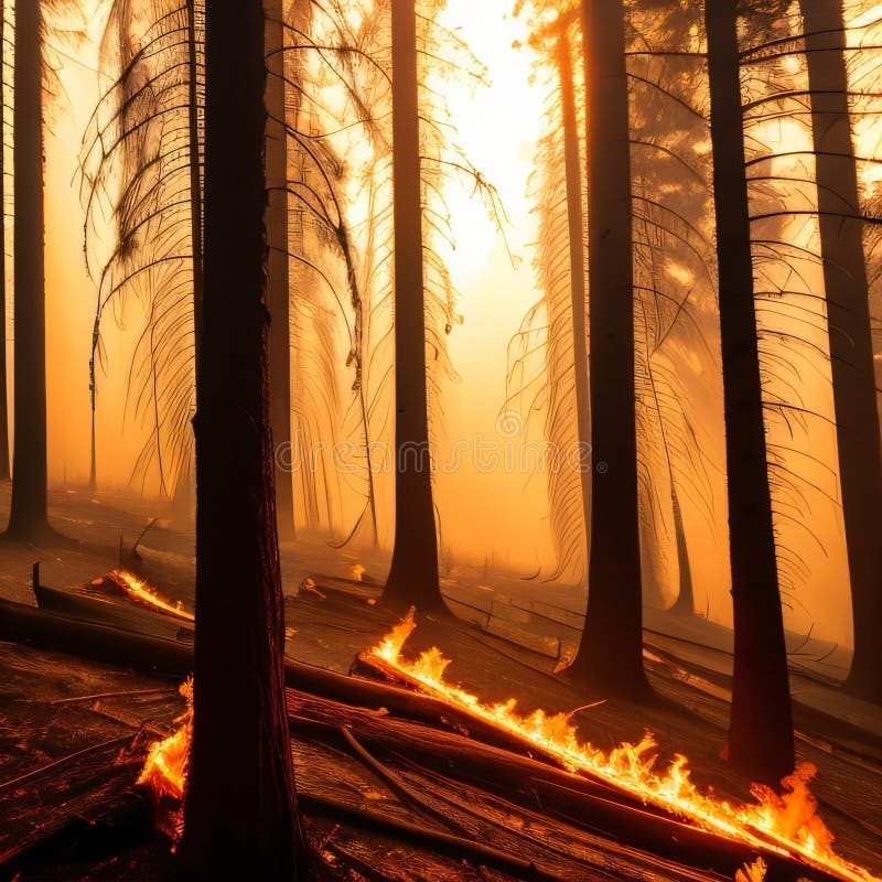 AI Generated Image of a Forest Fire Stock Illustration - Illustration ...
