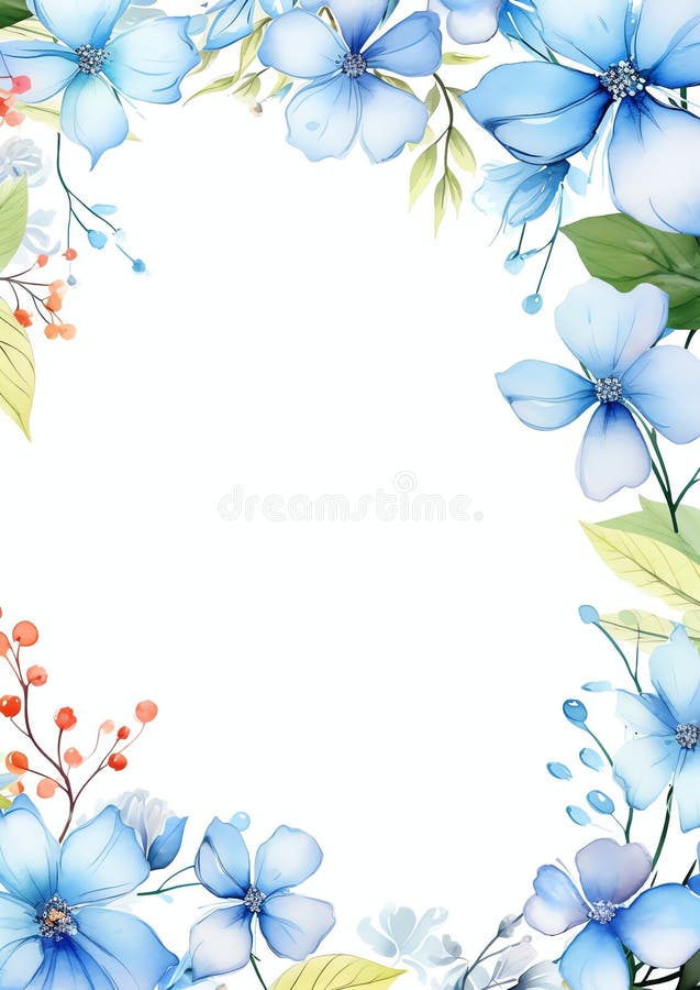 Frame with Silver Flowers and Leaves for Invitation,Greeting Card or ...