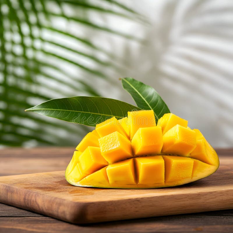 AI-Generated Image of Freshly Cut Mango with Grid Pattern and Tropical ...