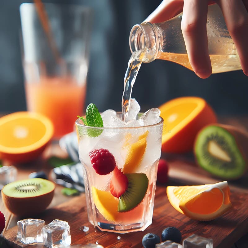 Fruity refreshments stock illustration. Illustration of glass - 293309965