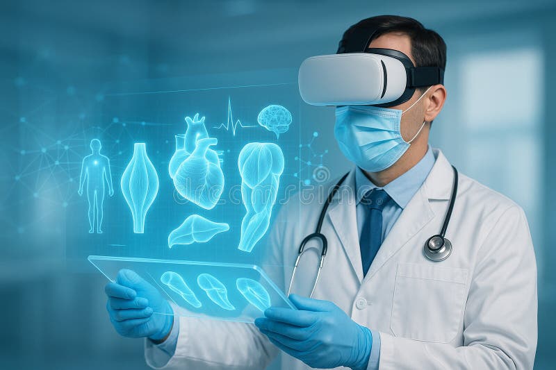 AI Generated Image of a Futuristic Doctor Examining Glowing 3D Muscle ...