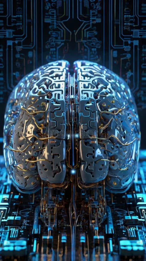 AI Generated Image of a Futuristic Illustration of a Robotic Brain ...