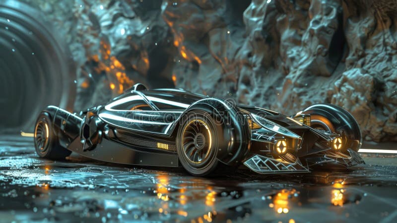 Futuristic Racing Car in a Glowing Sci-fi Environment Stock Photo ...
