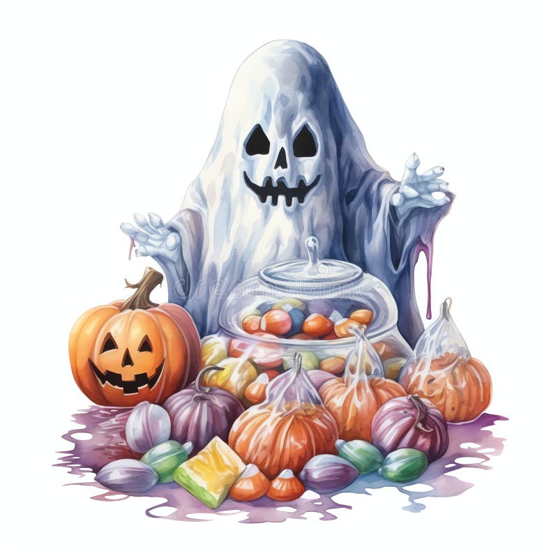 Ghost Candy Sweets Dessert Halloween Stock Illustration - Illustration ...