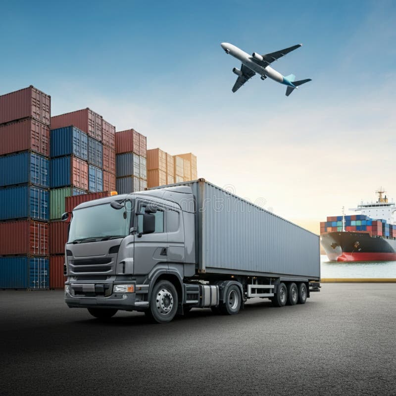 AI-Generated Image: Global Shipping Network with World Map and ...