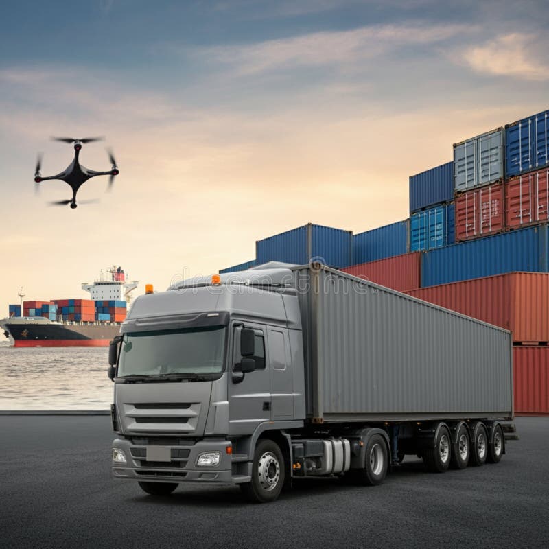 AI-Generated Image: Global Shipping Network with World Map and ...