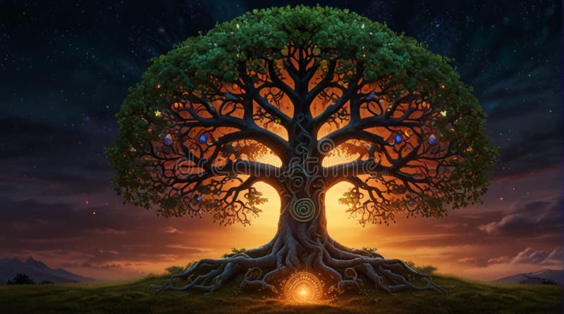 AI Generated Image, Glowing Tree of Life. Sacred World Tree of Norse ...
