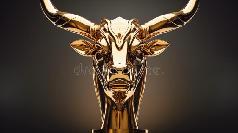 AI Generated Image of a Golden Bull Trophy Stock Illustration ...