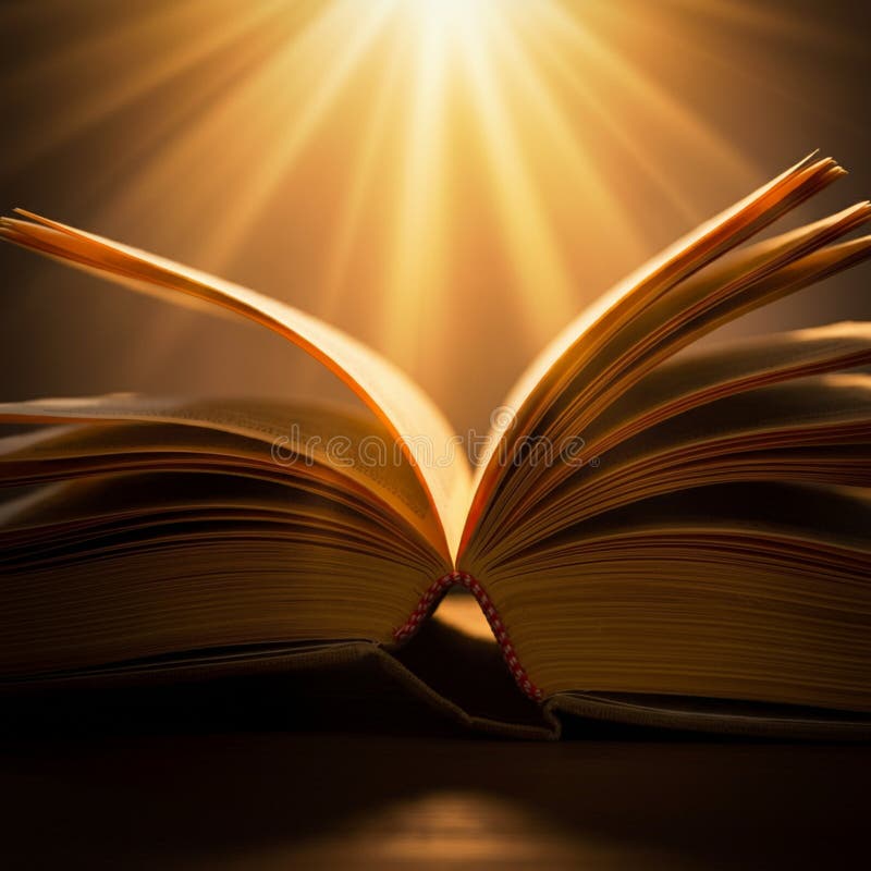 AI-Generated Image: Golden Light Emanating from Open Book Stock ...