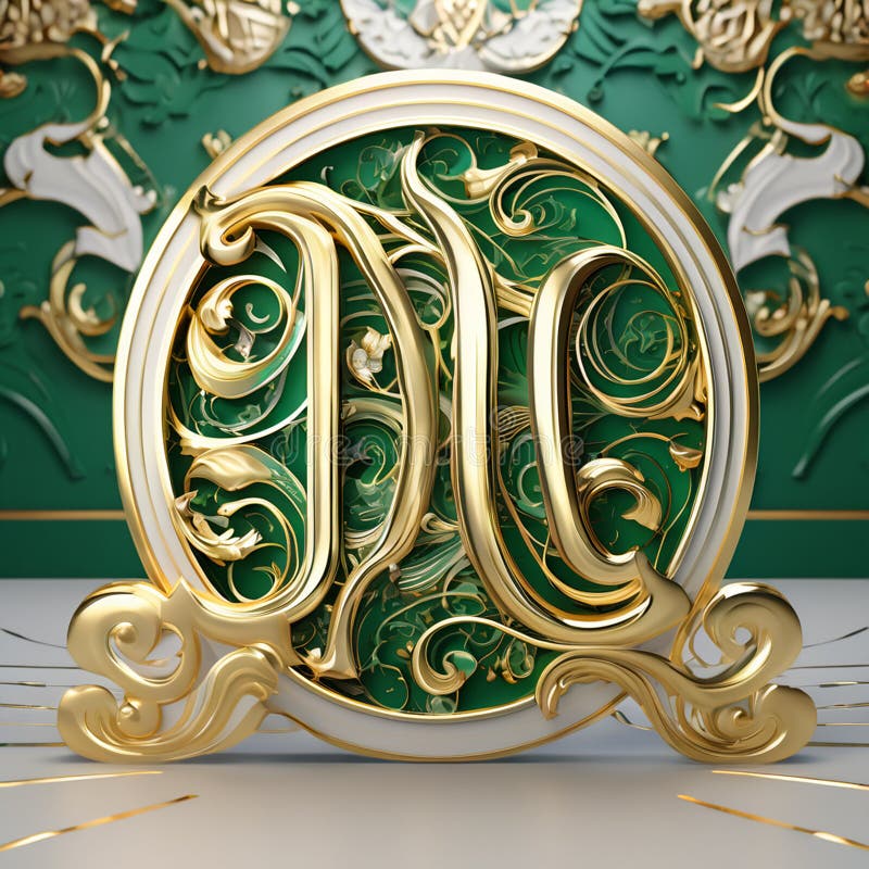 AI Generated Image, Green Splendor: Monogram Elegance Design Stock ...