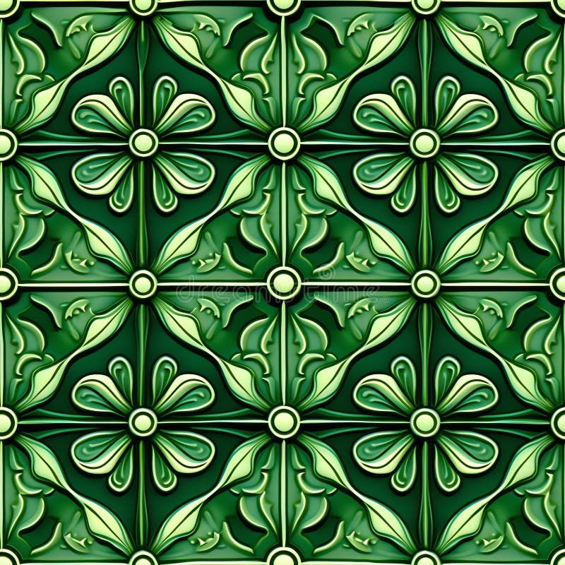 Green Tile Pattern for Decoration Stock Illustration - Illustration of ...