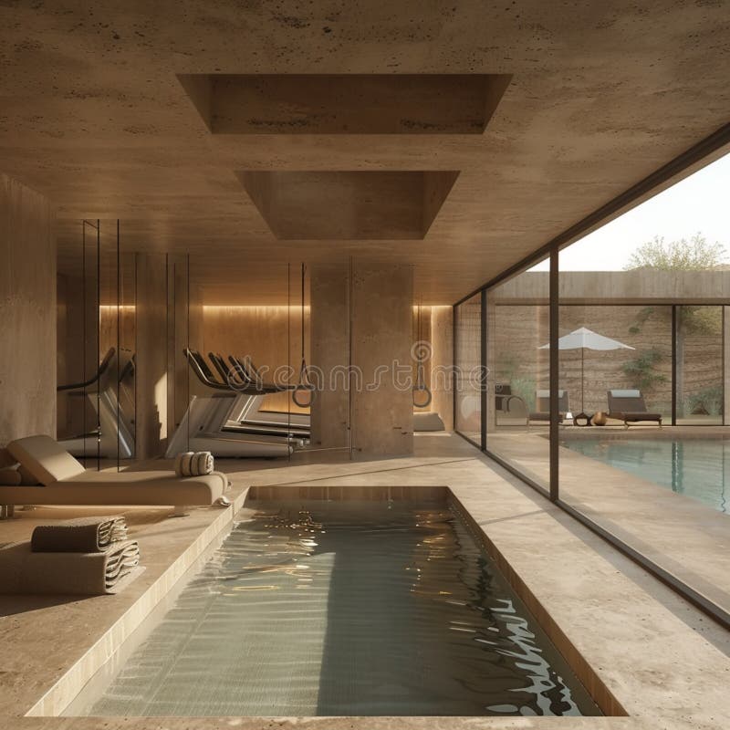 AI Generated Image of Gym with Pool Stock Illustration - Illustration ...